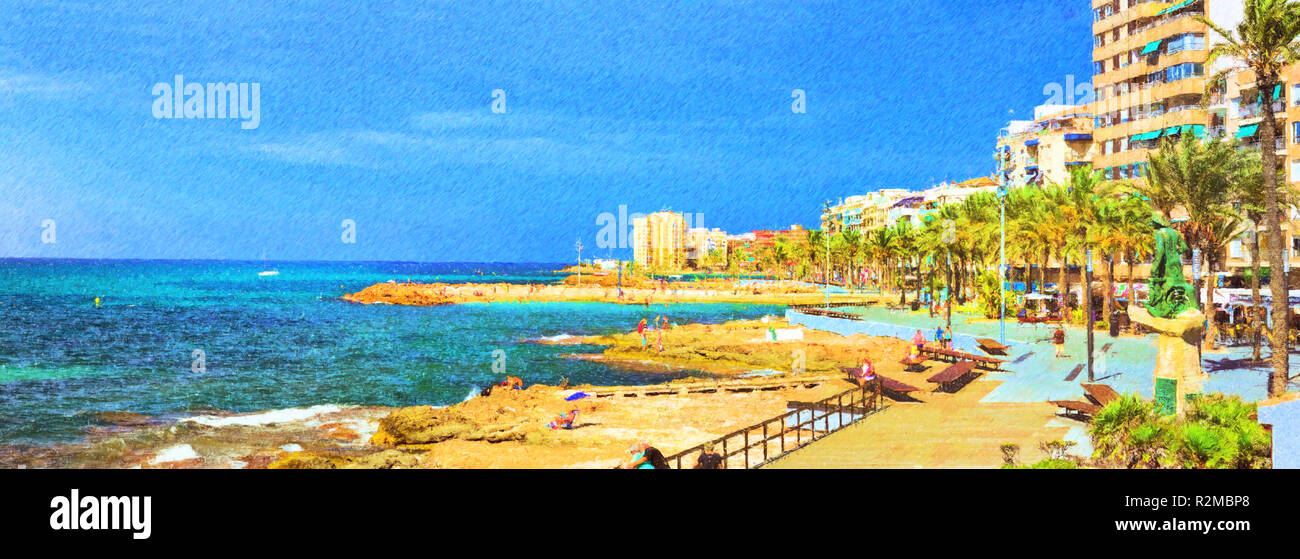 Yachts and boats parked at pier in port Marina of Torrevieja. Bay with ...