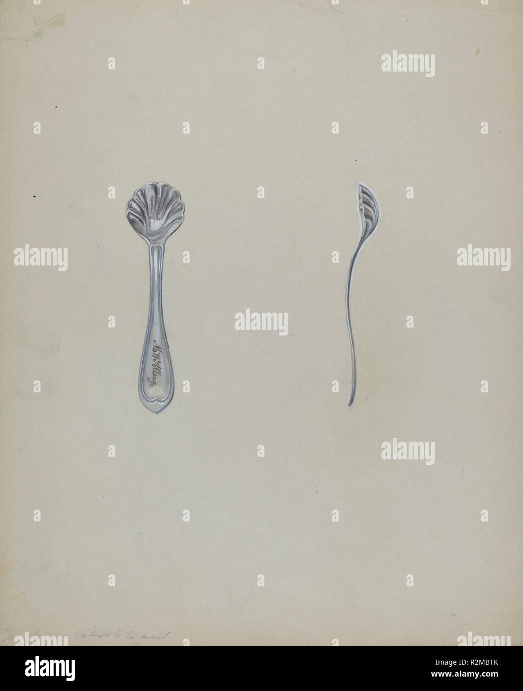 Silver Salt Spoon. Dated: 1935/1942. Dimensions: overall: 28 x 22.9 cm ...