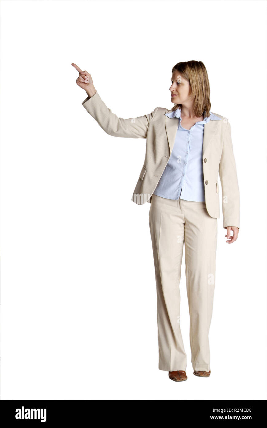 standing woman shows Stock Photo - Alamy