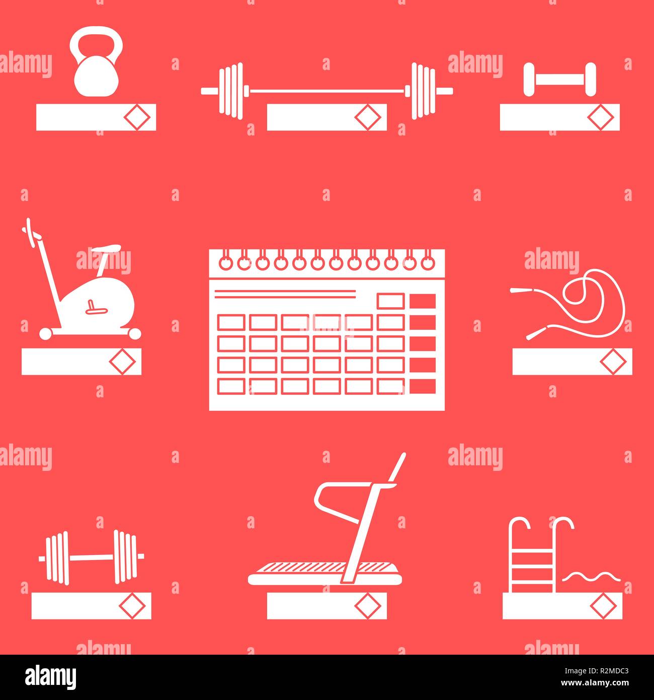 Time to fitness. 2019 fitness concept with sports equipment. Healthy ...