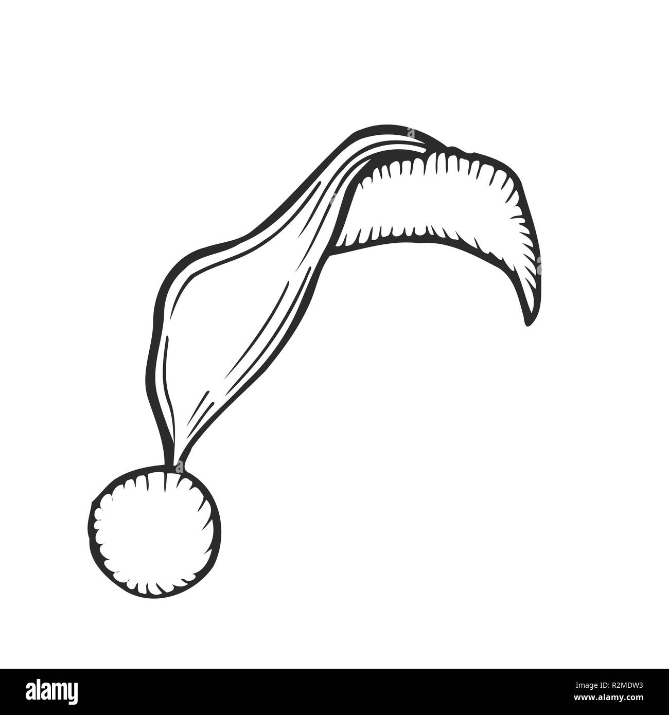 Hand drawn Sketch of Santa Hat. Doodle ink santa hat or sleeping cap ...