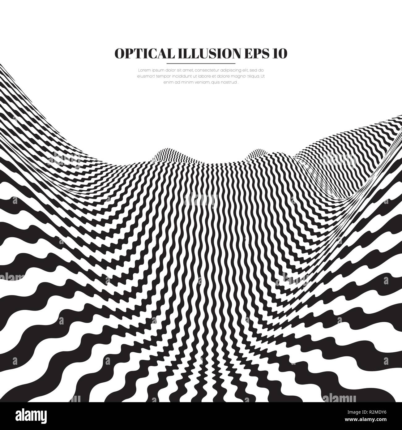 Optical illusion lines background. Abstract 3d black and white ...