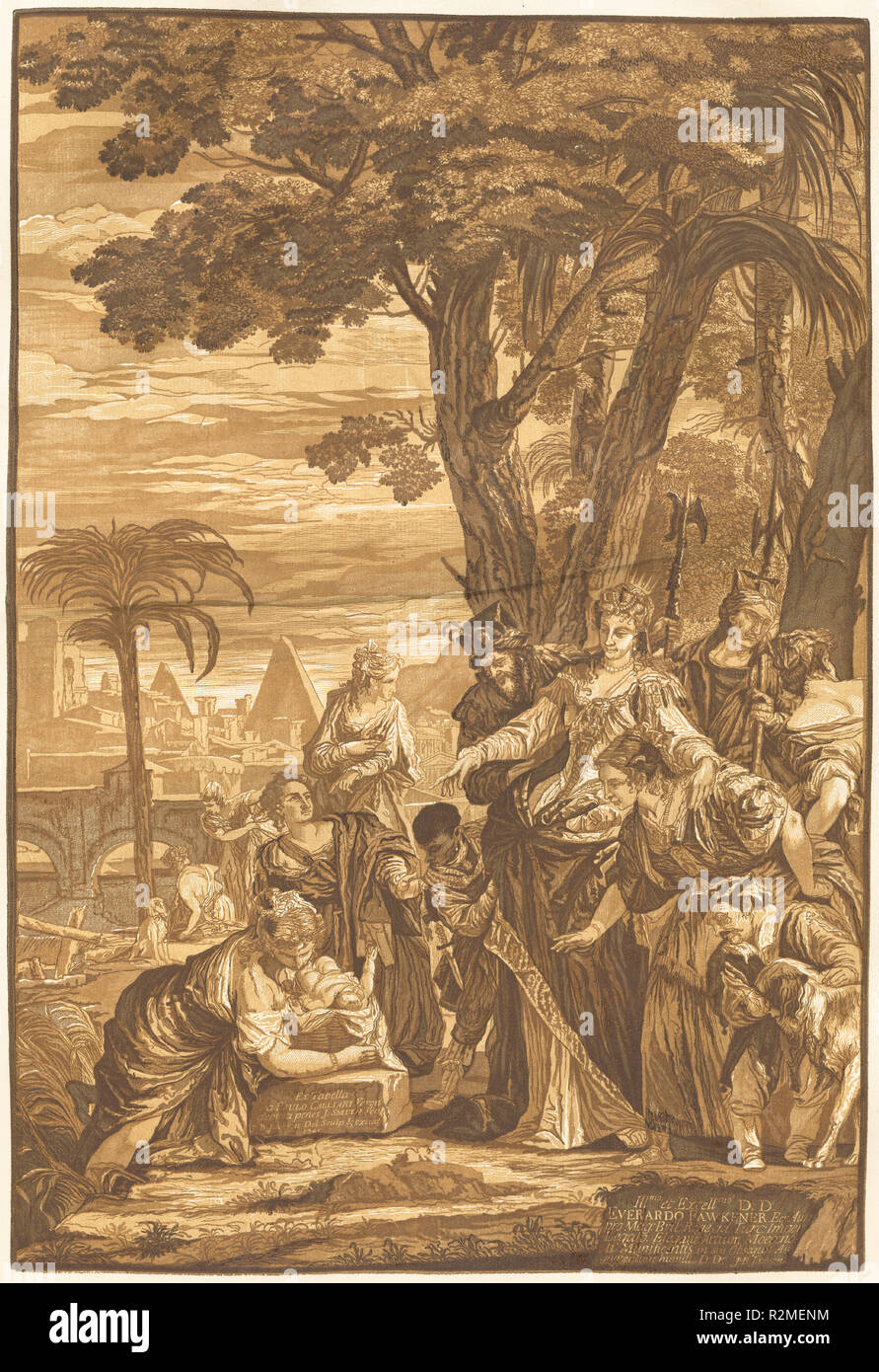 The Finding of Moses. Dated: 1741. Medium: chiaroscuro woodcut in buff ...