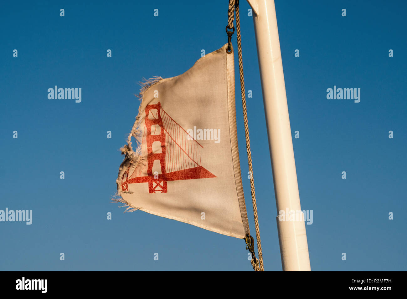 San Francisco, ferry, flag with SF logo Stock Photo - Alamy