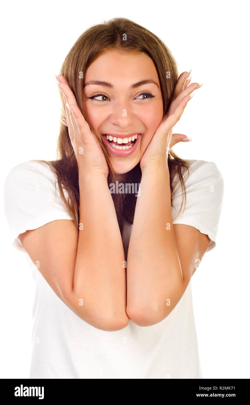 young girl isolated on a white background Stock Photo - Alamy