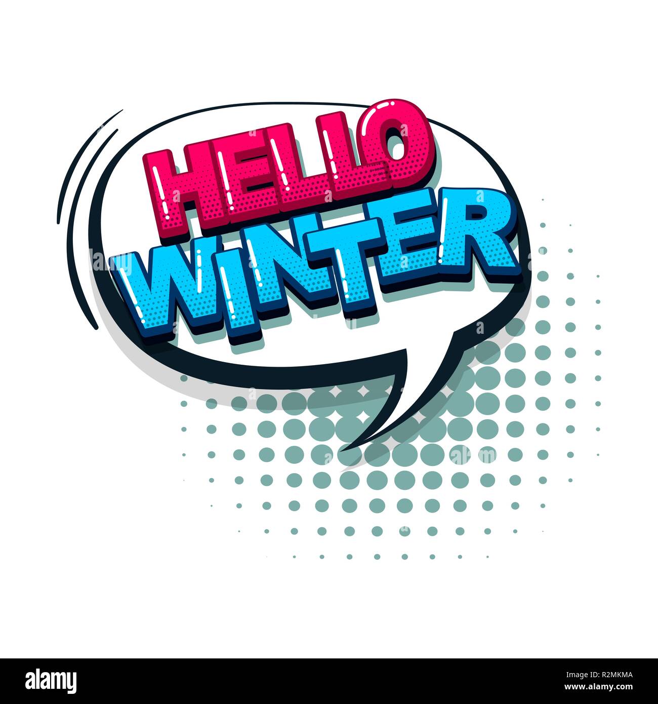 Hello winter comic text collection sound effects pop art style. Set ...