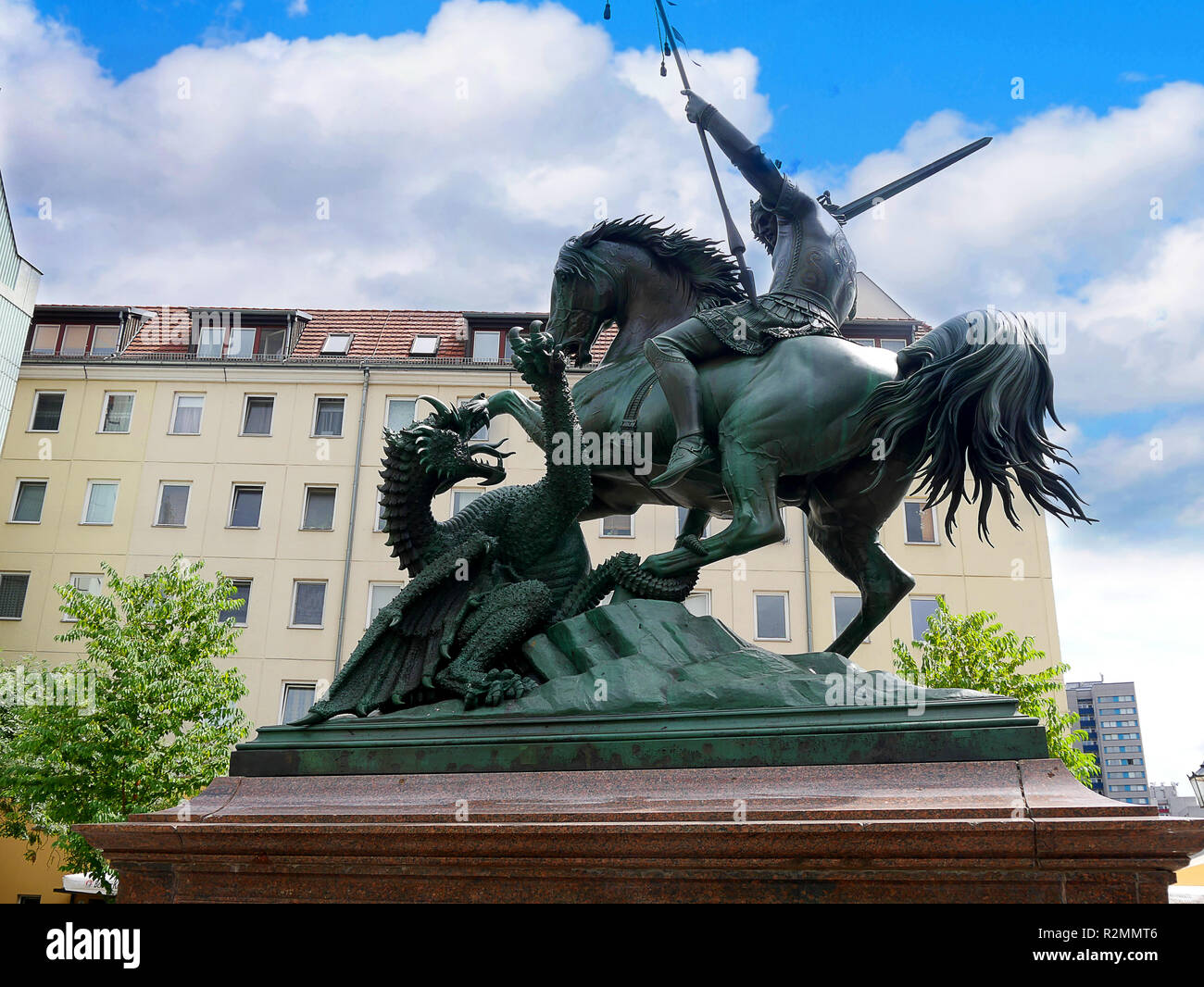 Statue of Saint George Killing the Dragon in the quaint and beautiful ...