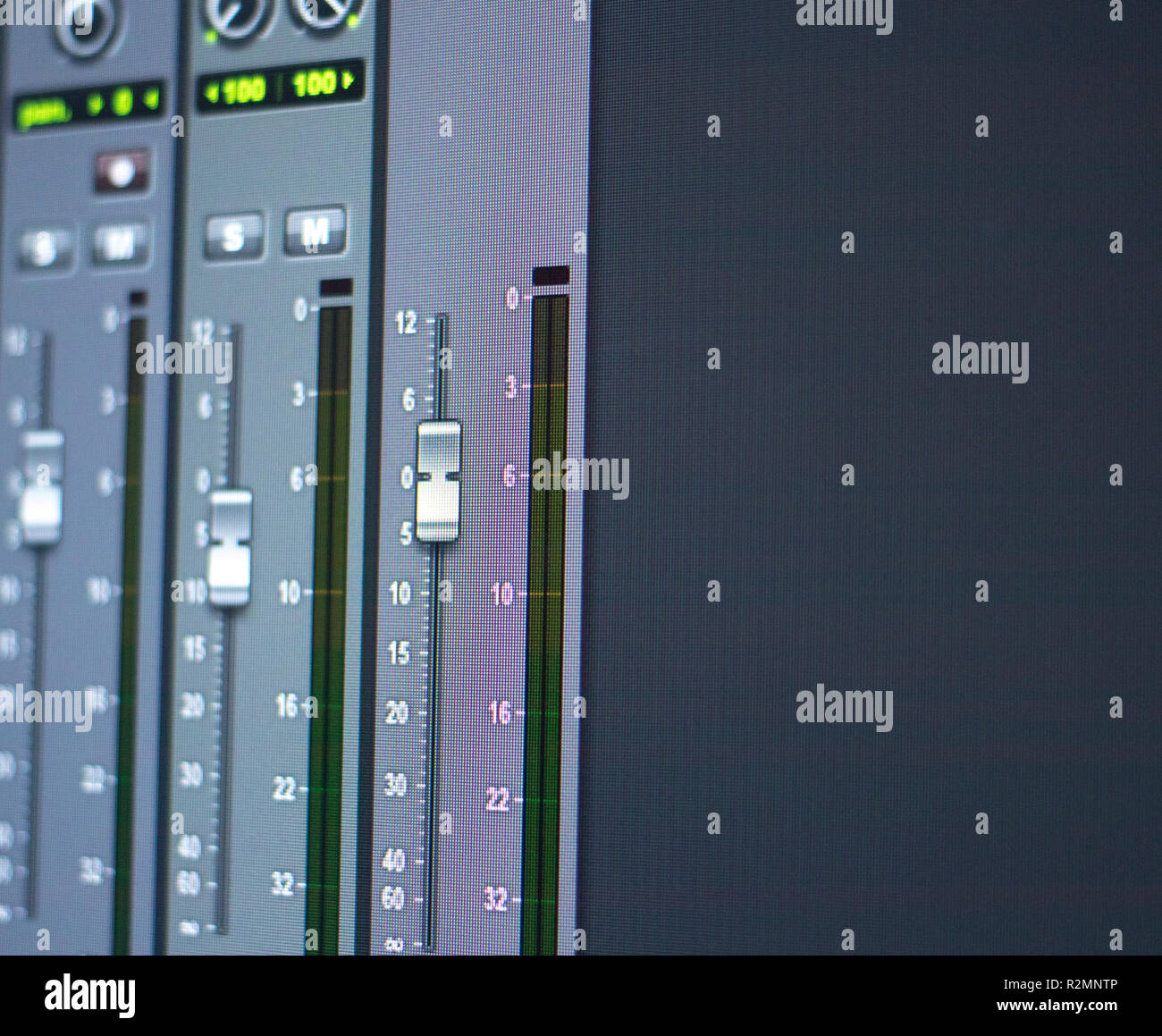 Recording studio audio computer editing mixing program sound controls ...