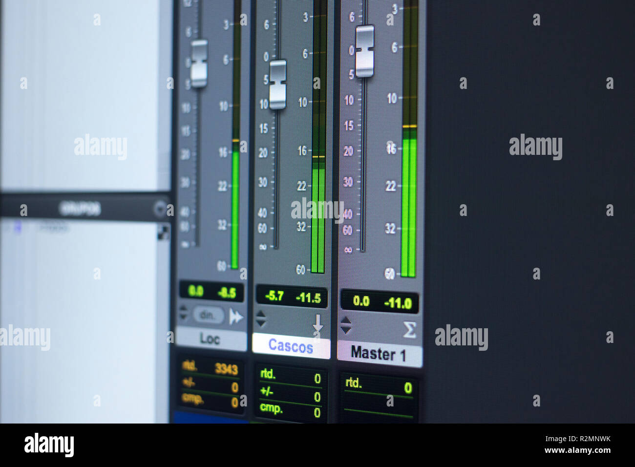 Recording studio audio computer editing mixing program sound controls ...