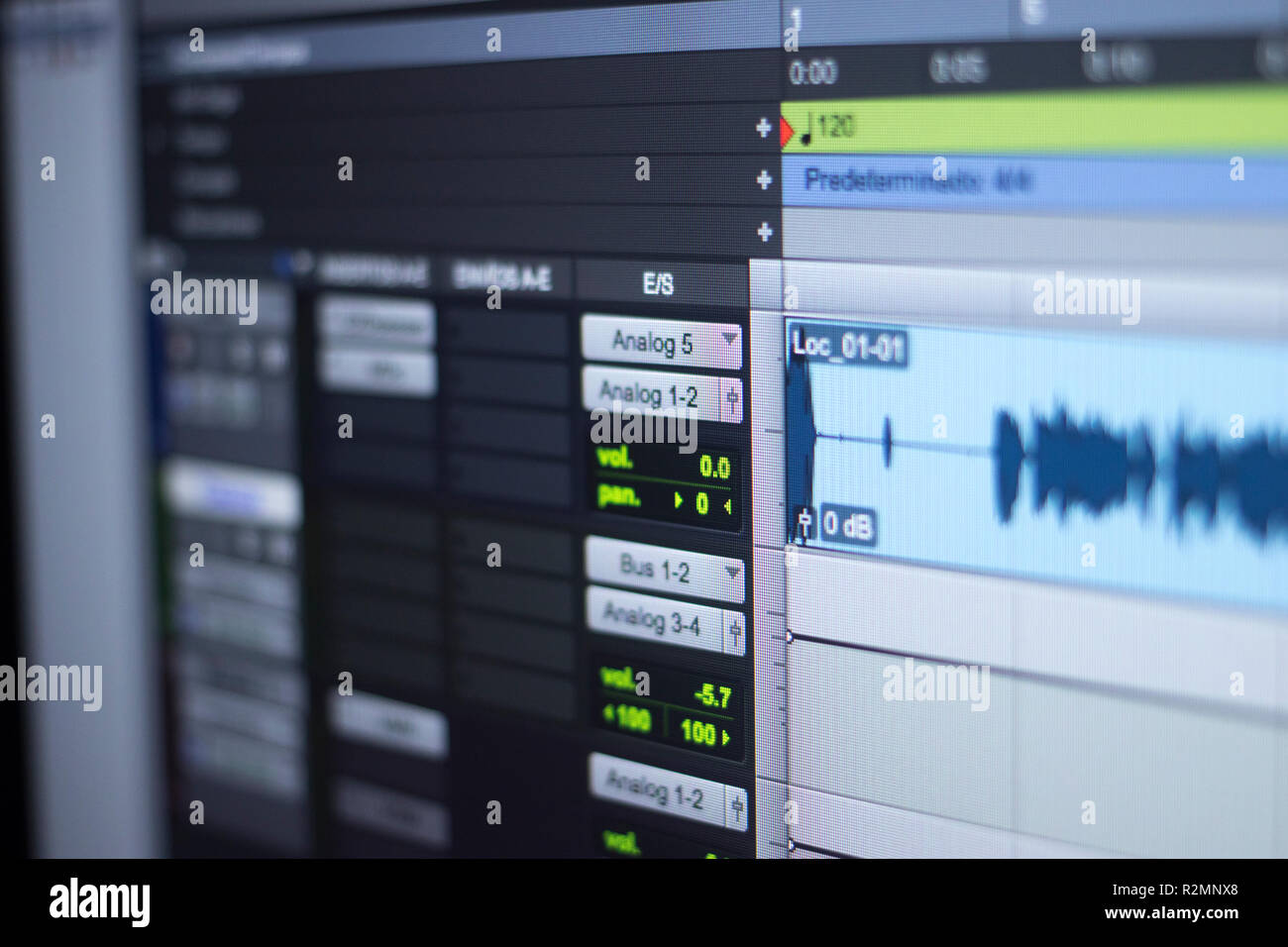 Recording studio audio computer editing mixing program sound controls ...