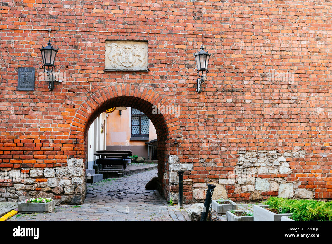 John's Yard. Old city walls, Riga, Latvia, Baltic states, Europe Stock ...
