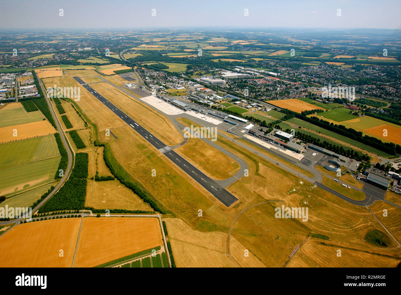 Aerial view, Dortmund Airport, Wickede, Runway, Regional Airport ...