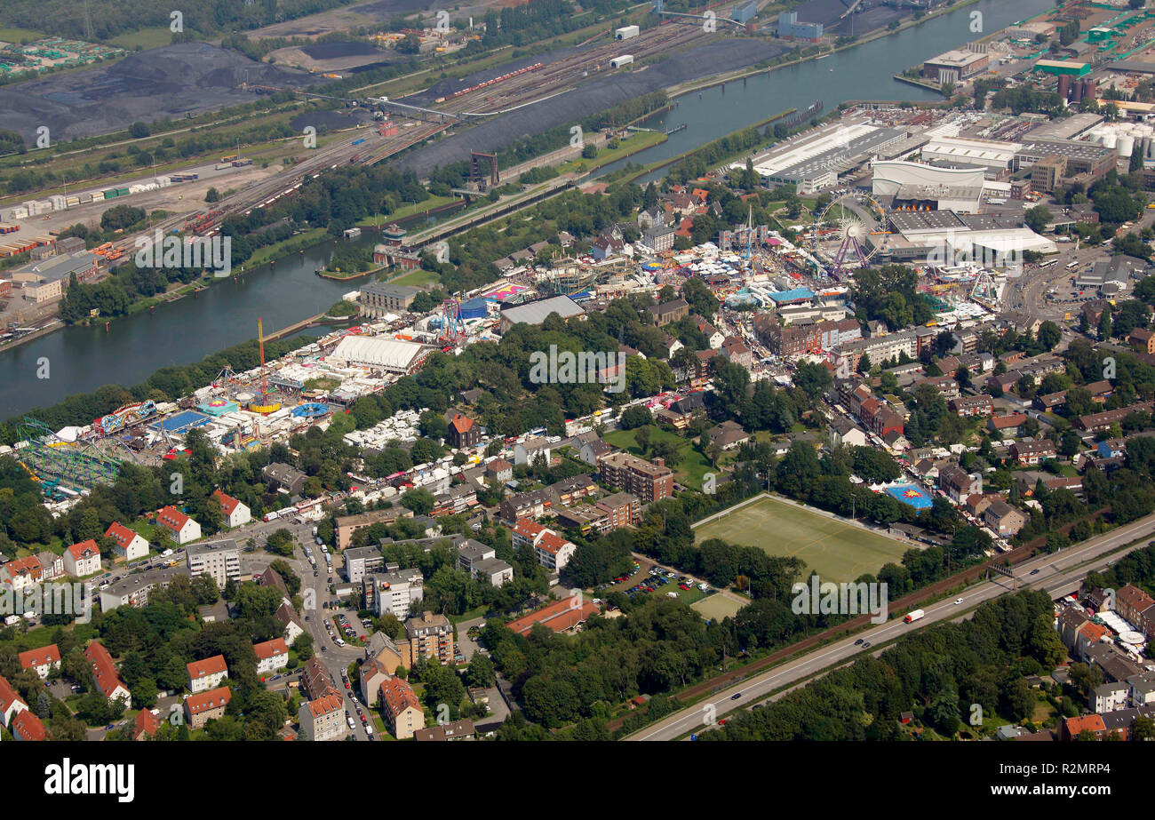 Aerial view, Cranger Kirmes, Crange, fairground rides, Ferris wheel ...