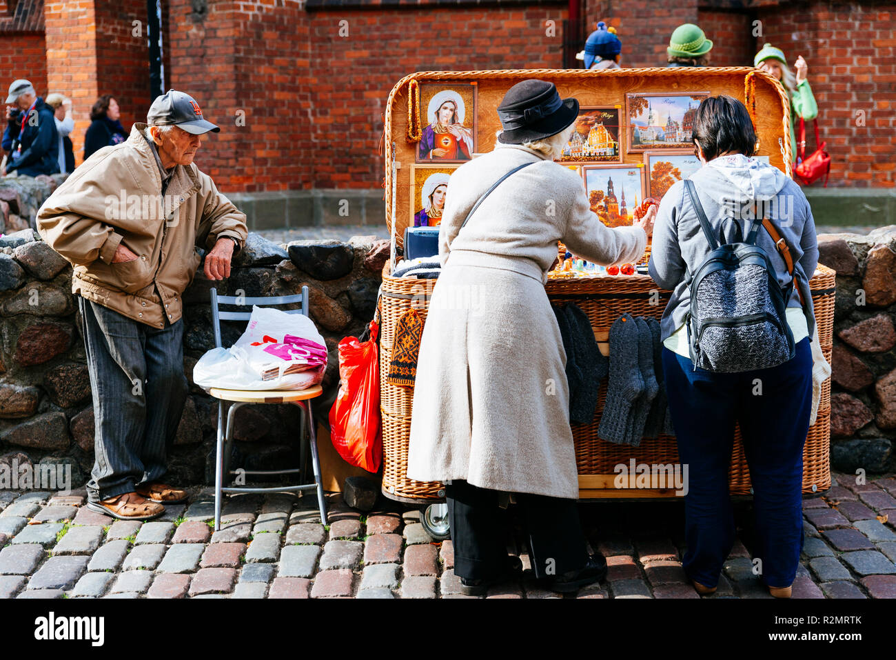 Market in the center, craft sale. Old Town Riga. Riga, Latvia, Baltic ...