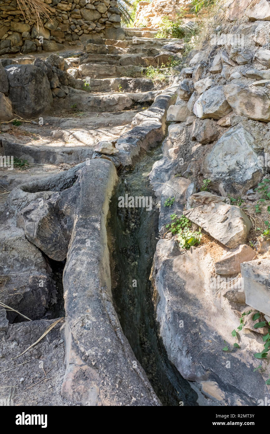 Traditional falaj irrigation system in Misfat in Oman Stock Photo - Alamy