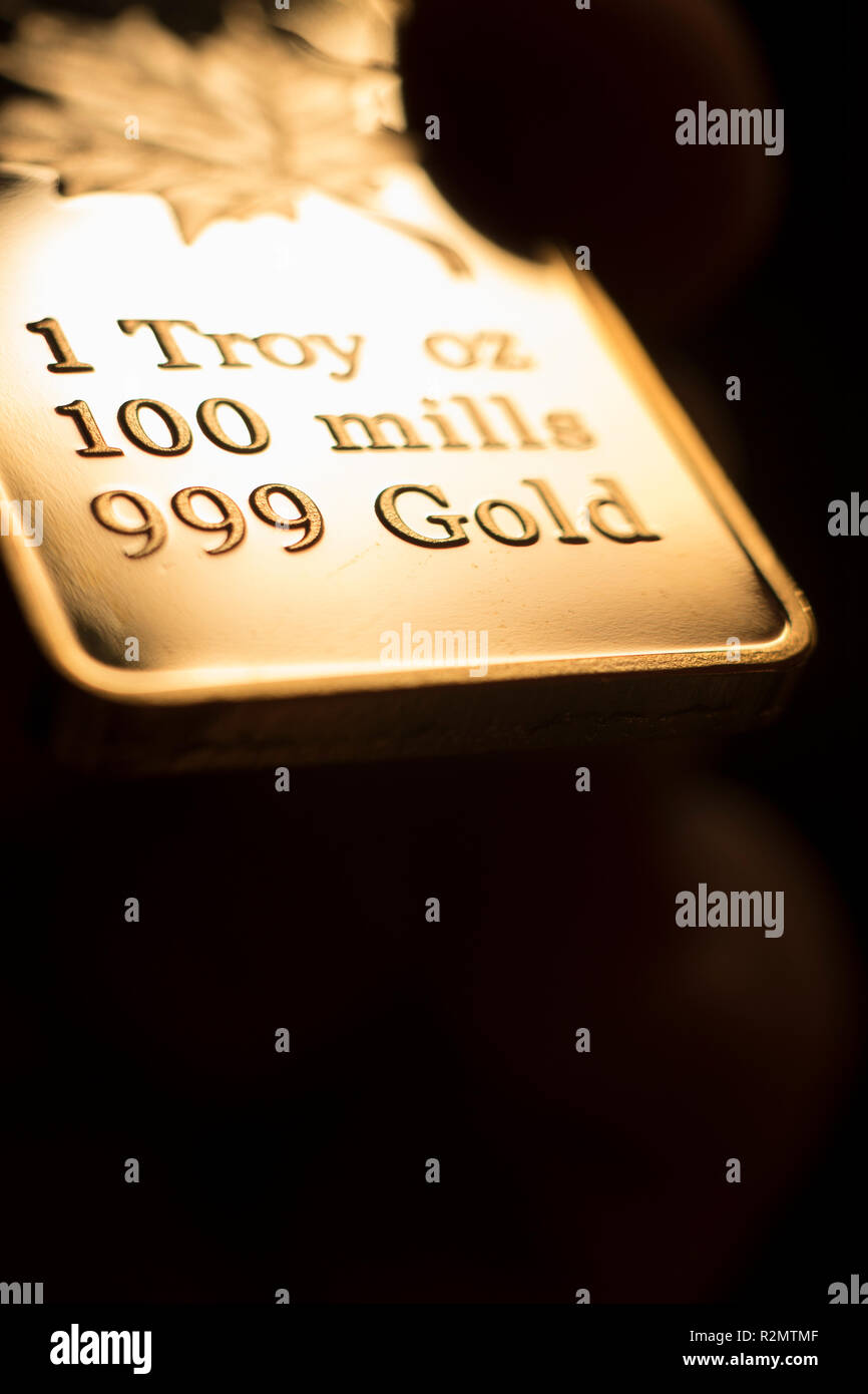 Fine solid gold 999.9 one ounce bullion ingot precious metals bar ...