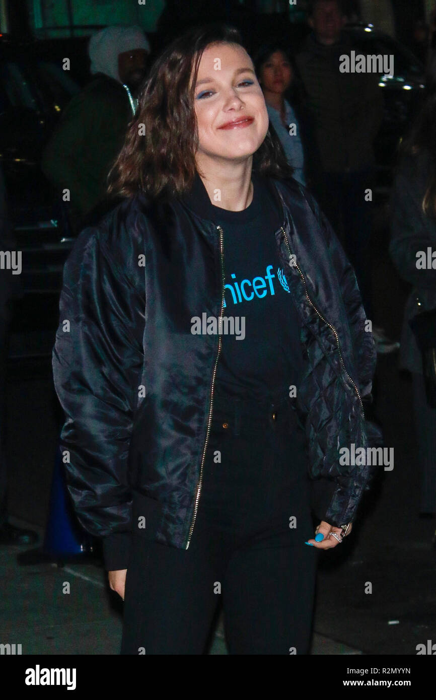 New York, NY, USA. 19th Nov, 2018. Millie Bobby Brown at The Late Show ...