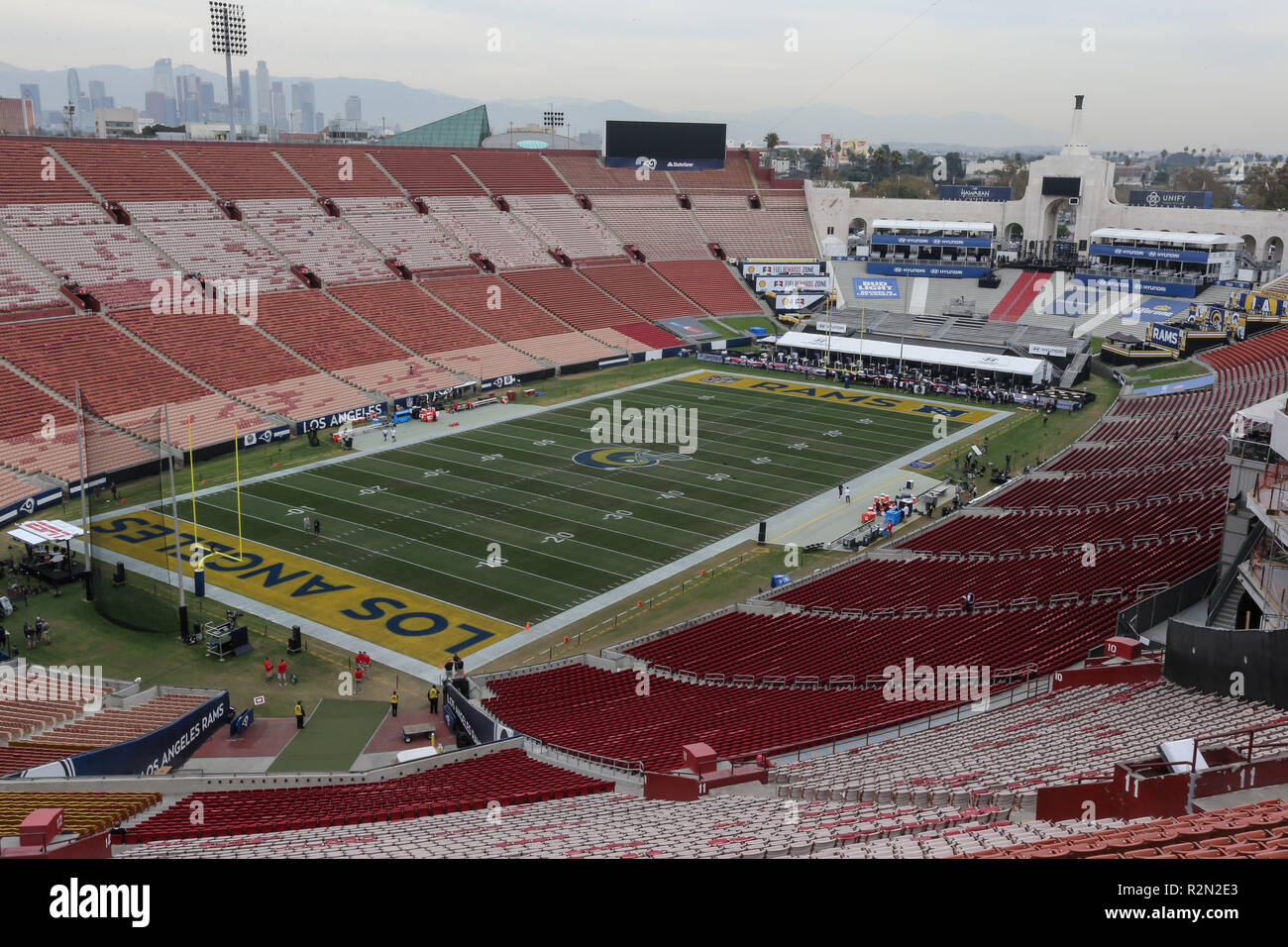 Los Angeles, CA, USA. 19th Nov, 2018. Coliseum field before the NFL ...