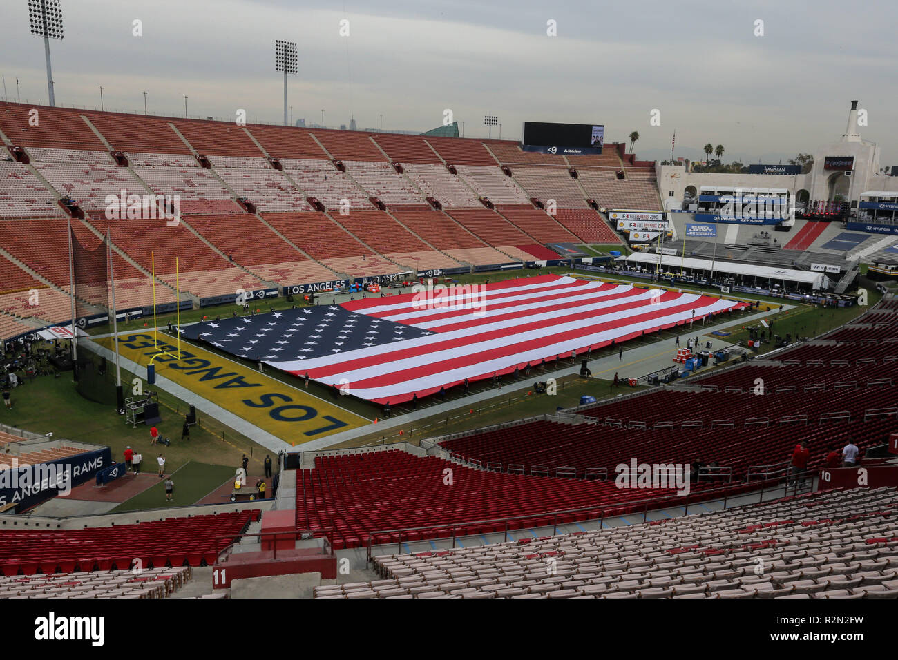 Los Angeles, CA, USA. 19th Nov, 2018. Coliseum field before the NFL ...