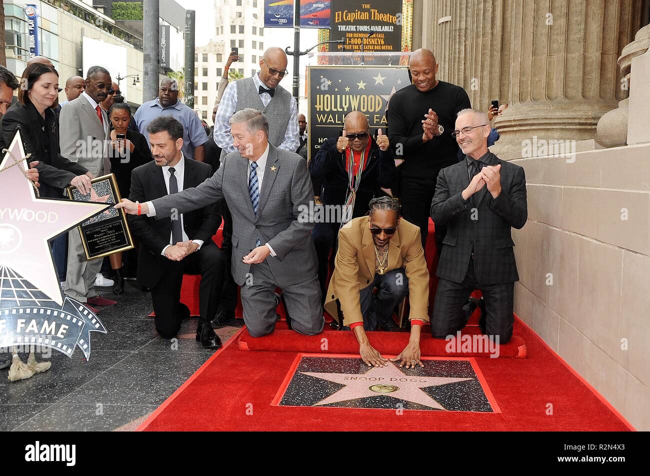 Los Angeles, CA, USA. 19th Nov, 2018. Jimmy Kimmel, Warren G, Leron ...