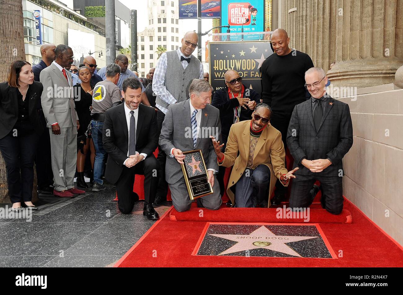Los Angeles, CA, USA. 19th Nov, 2018. Jimmy Kimmel, Warren G, Leron ...