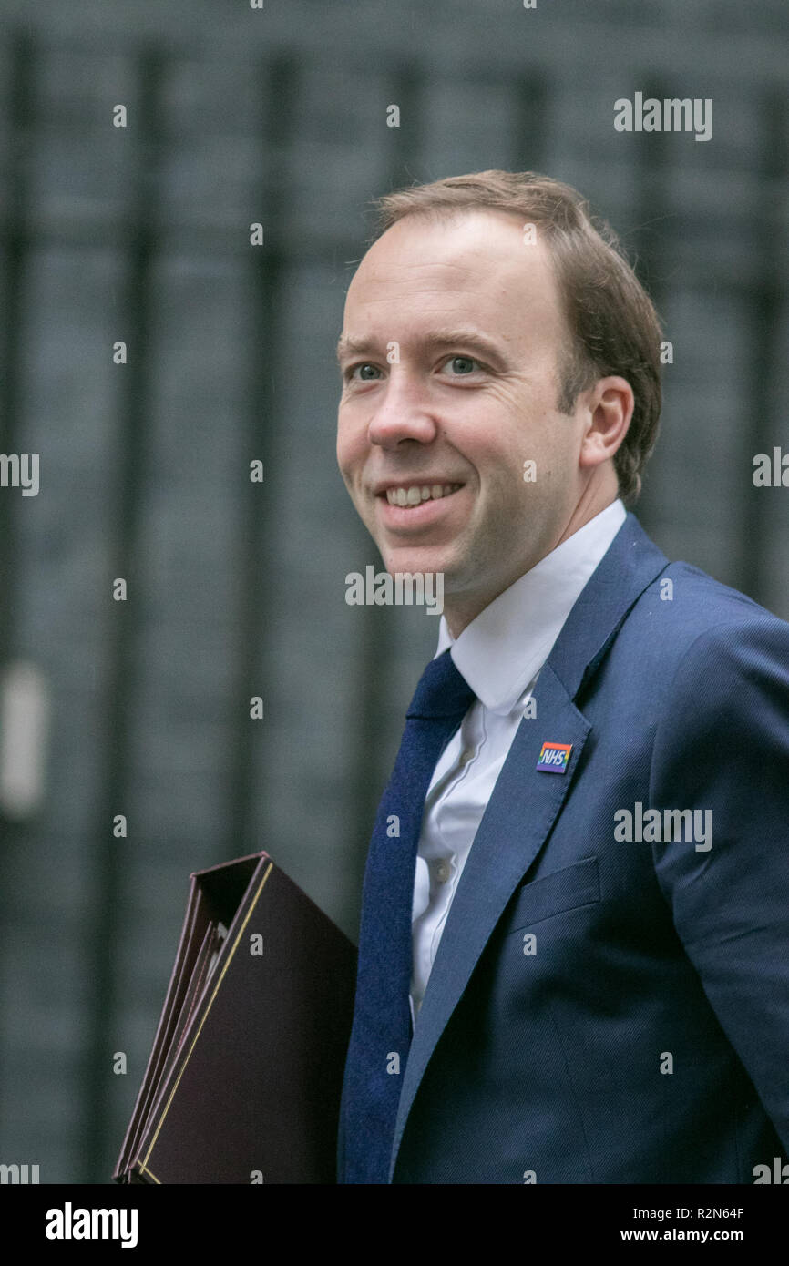 London, UK. 20th Nov, 2018. Matthew Hancock MP, Secretary of State for ...