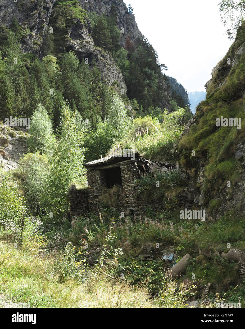 Disintegrated building. in the almost abandoned hamlet goal in the ...