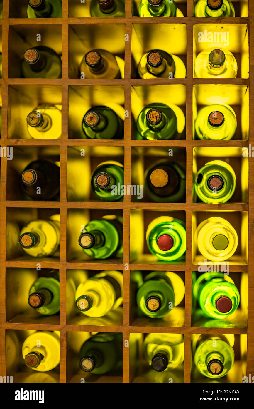 Vintage large wine bottles. Wine cellar, storage of wine Stock Photo ...
