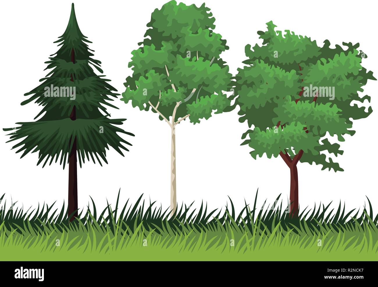 Trees nature landscape cartoon vector illustration graphic design Stock ...