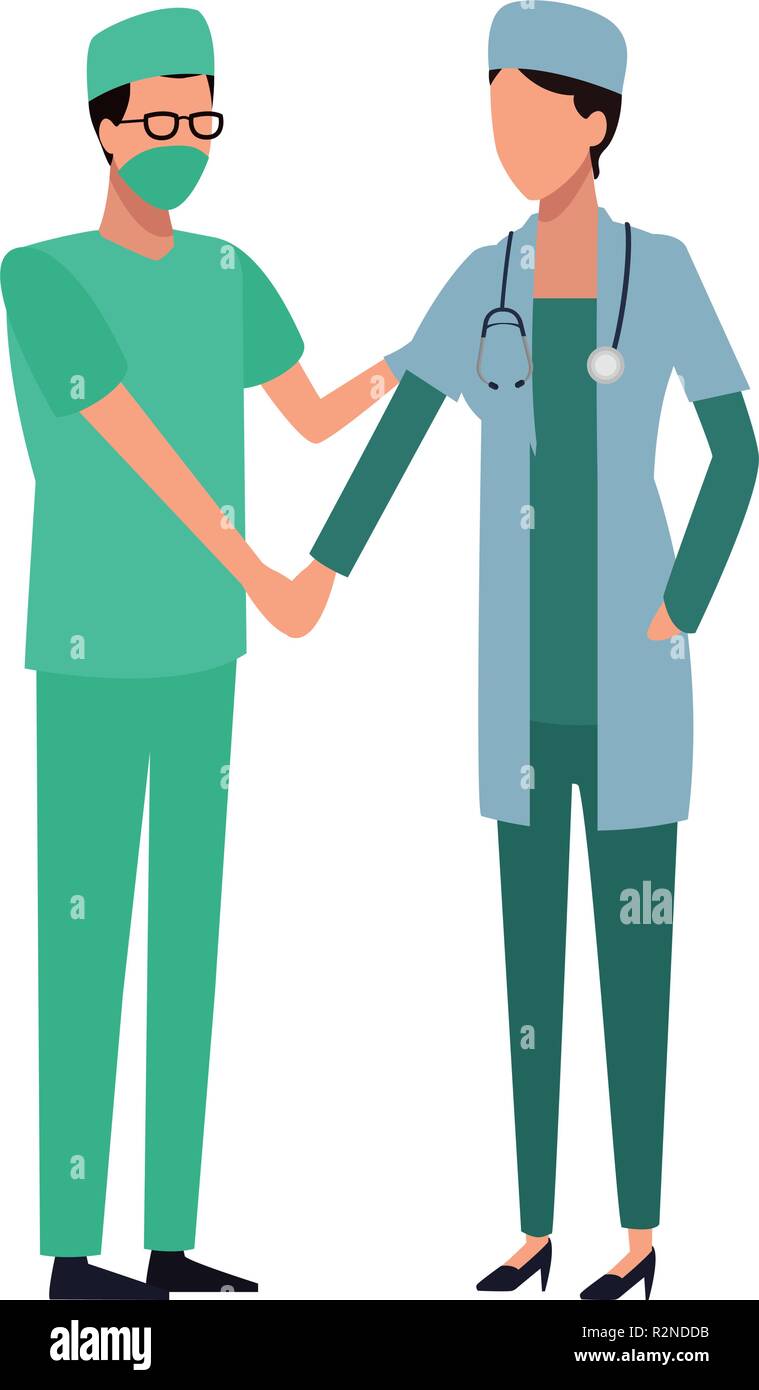 woman and man doctor shaking hands vector illustration graphic design ...