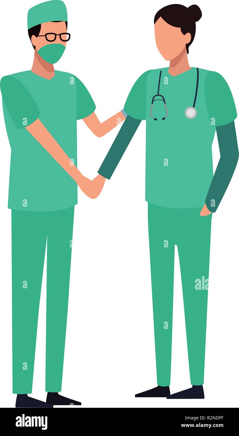 woman and man doctor shaking hands vector illustration graphic design ...