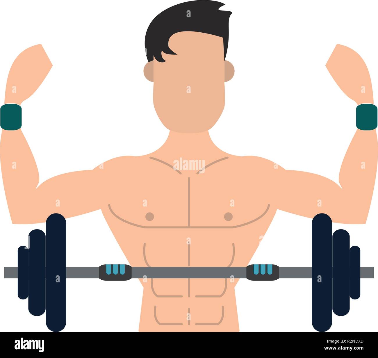 Man flexing muscular arms and barbell avatar vector illustration ...