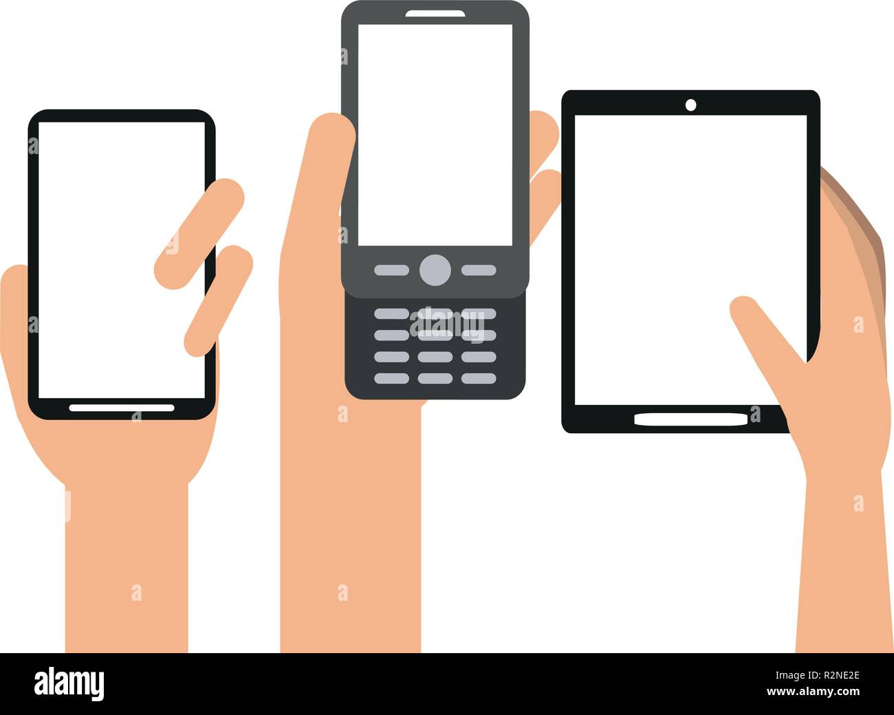 Hands with phone and smartphones vector illustration graphic design ...
