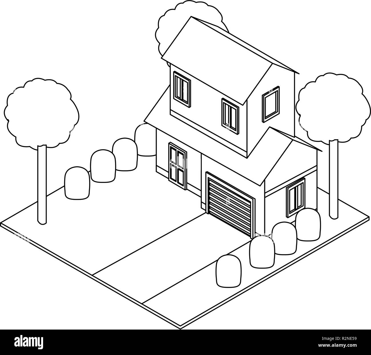 Simple Isometric House Drawing