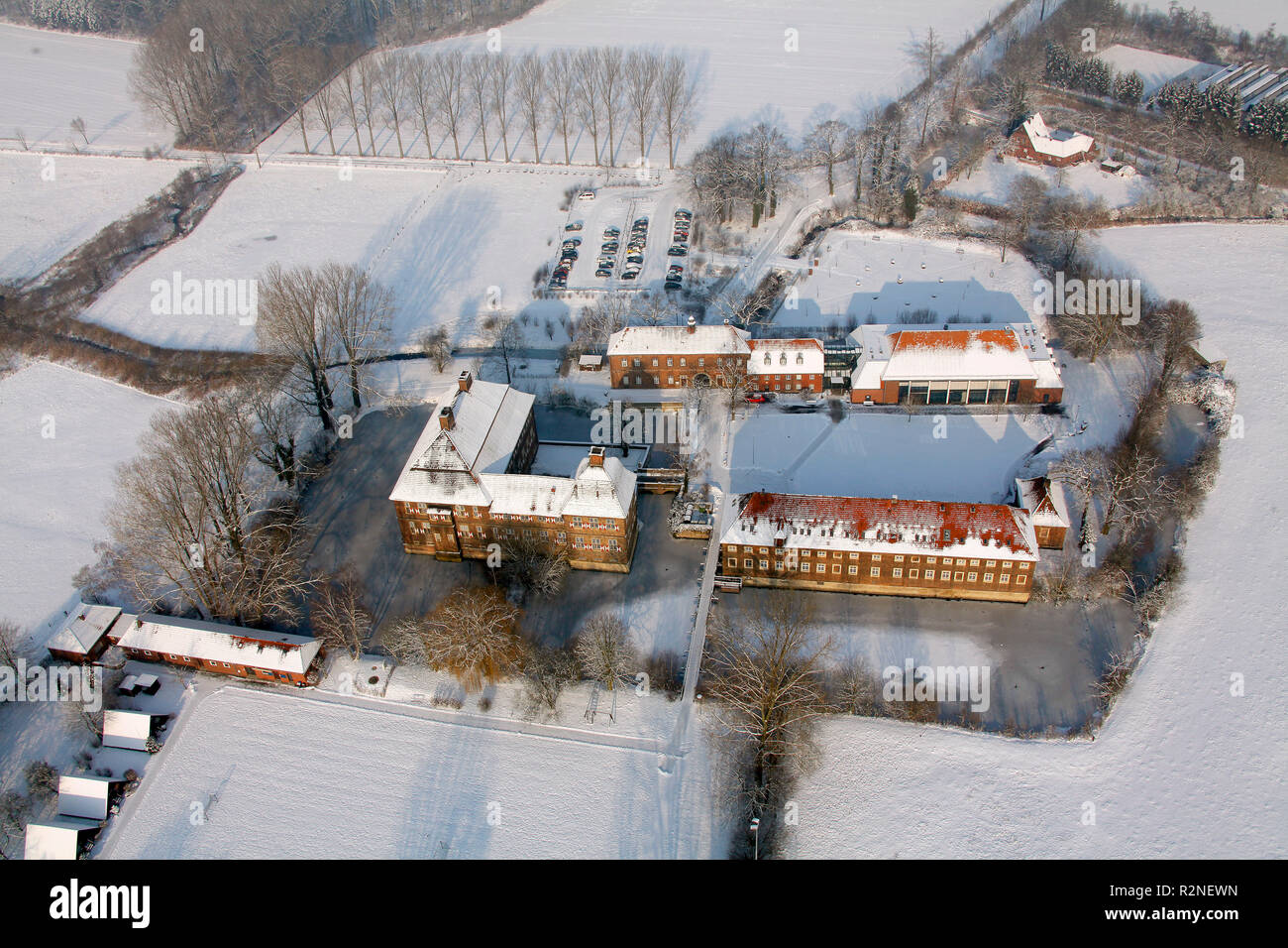 Aerial view, castle Werries, Hamm, Ruhr area, North Rhine-Westphalia ...