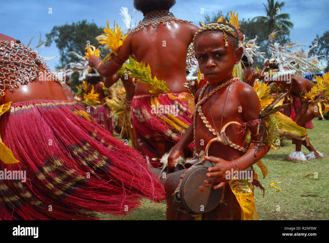 Dancers performing a traditional dance as part of a Sing Sing in Madang ...