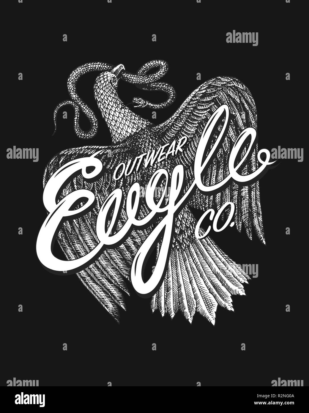 Aquila Symbol of Freedom. Wild Eagle, predatory bird. Vector hand drawn ...