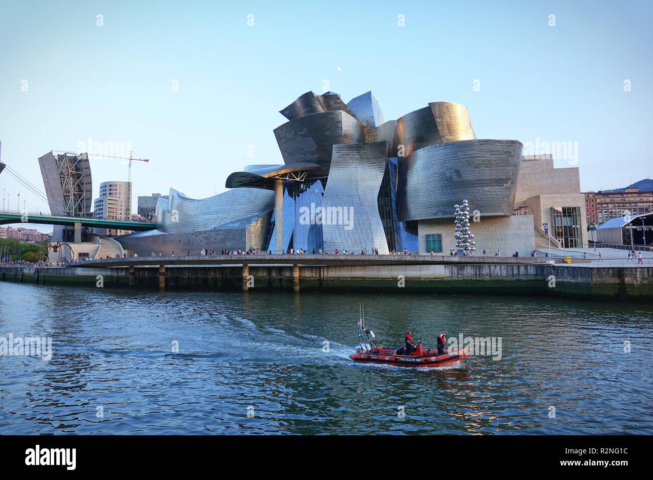 BILBAO, SPAIN -August 2018- Exterior view of the Guggenheim Museum ...