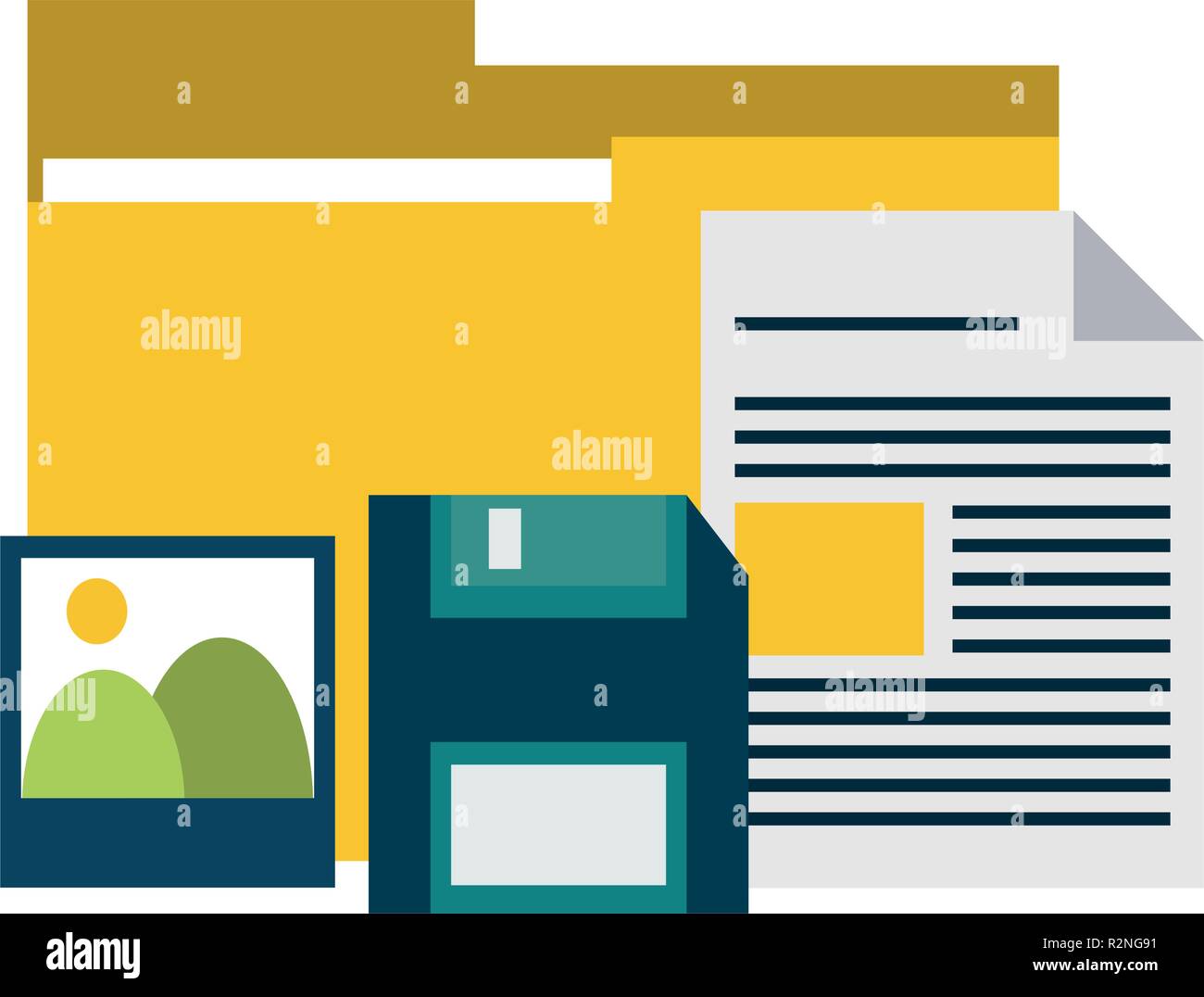 Folder with picture document and diskette vector illustration graphic ...