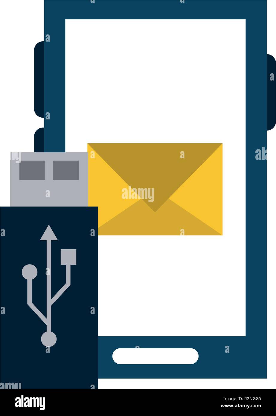 smartphone email sending and usb vector illustration graphic design ...