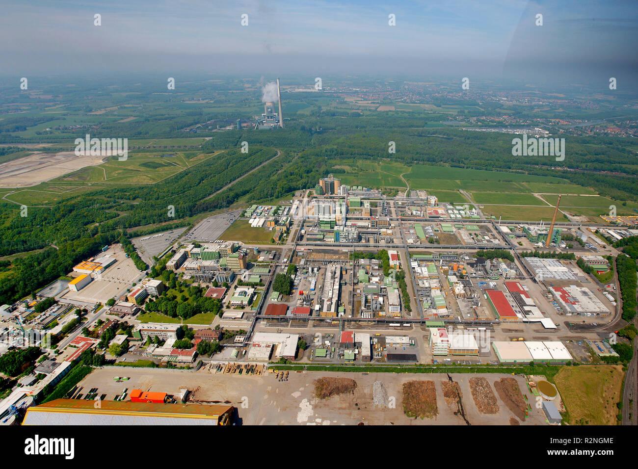 Aerial view, Schering plant Bergkamen, Chemistry, Bergkamen, Ruhr area ...
