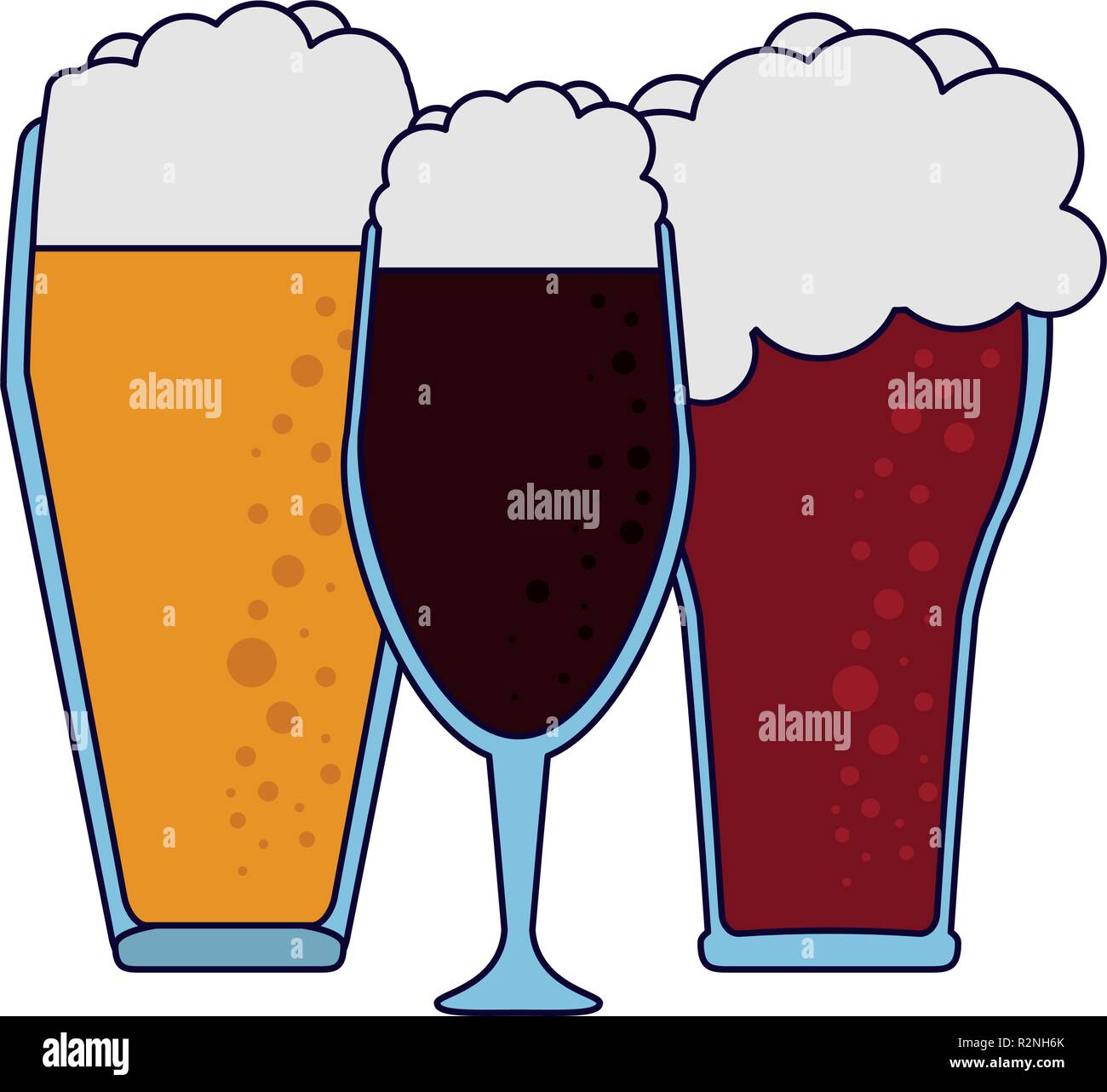 Set of types of beer in cups vector illustration graphic design Stock ...