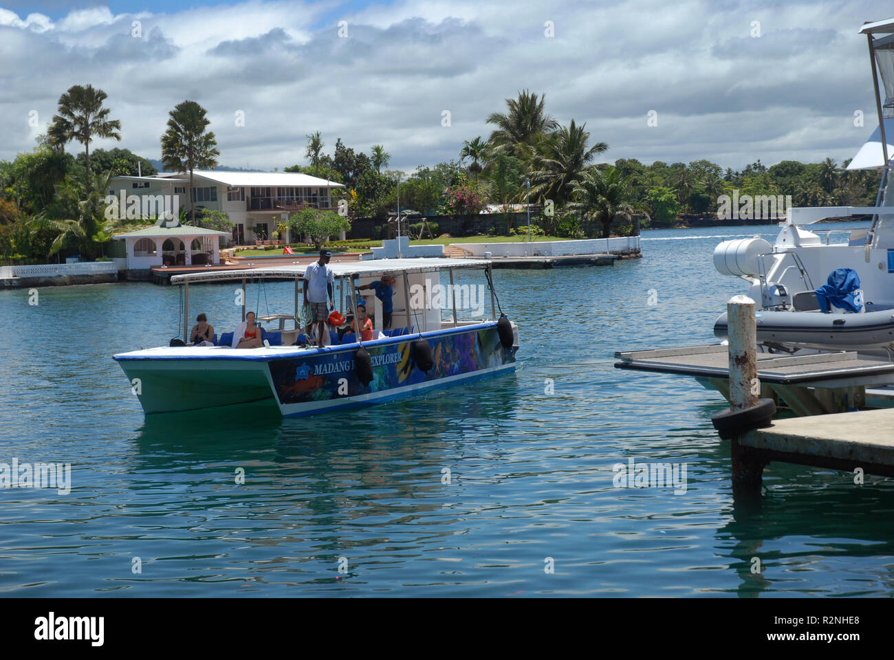 Madang Resort Reef Explorer, Madang Harbour, Madang, PNG Stock Photo ...