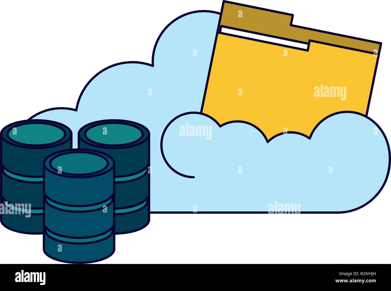 Cloud computing with folder and disks vector illustration graphic design Stock Vector Image ...