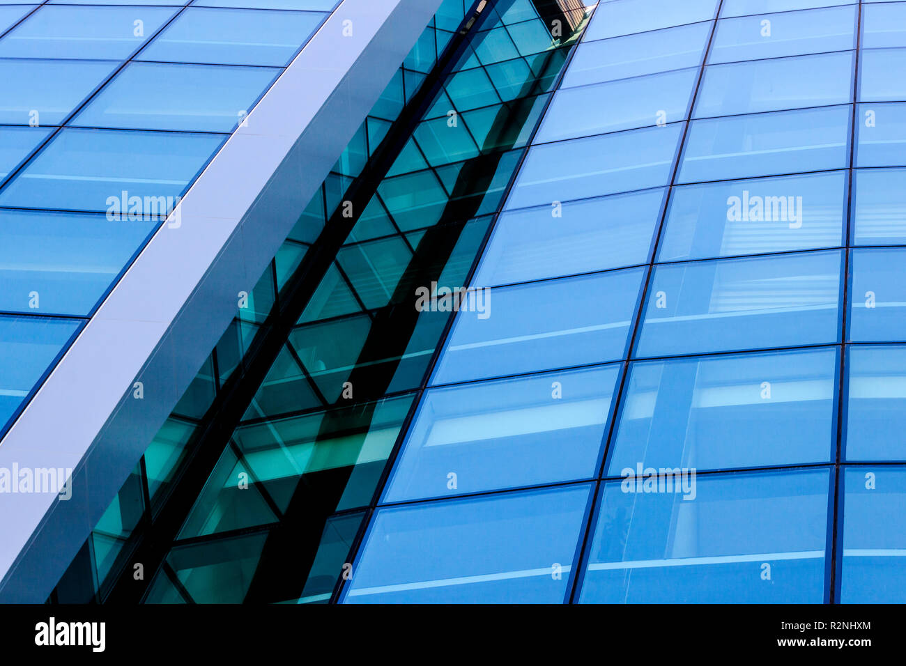 Modern straight and curved architectural lines of the facade of a ...