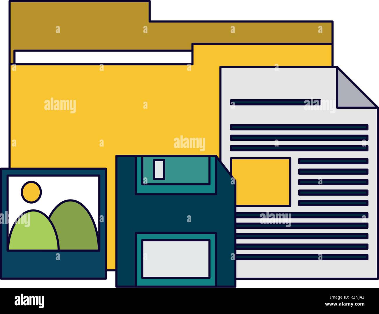 Folder with picture document and diskette vector illustration graphic ...