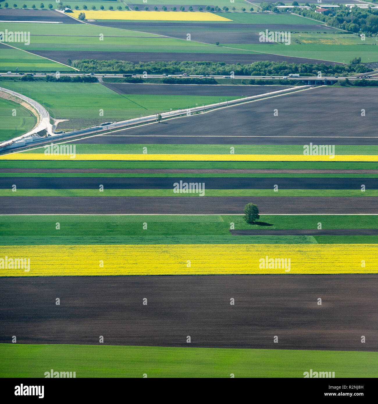 Aerial view, Bavaria, fields, structure Stock Photo - Alamy
