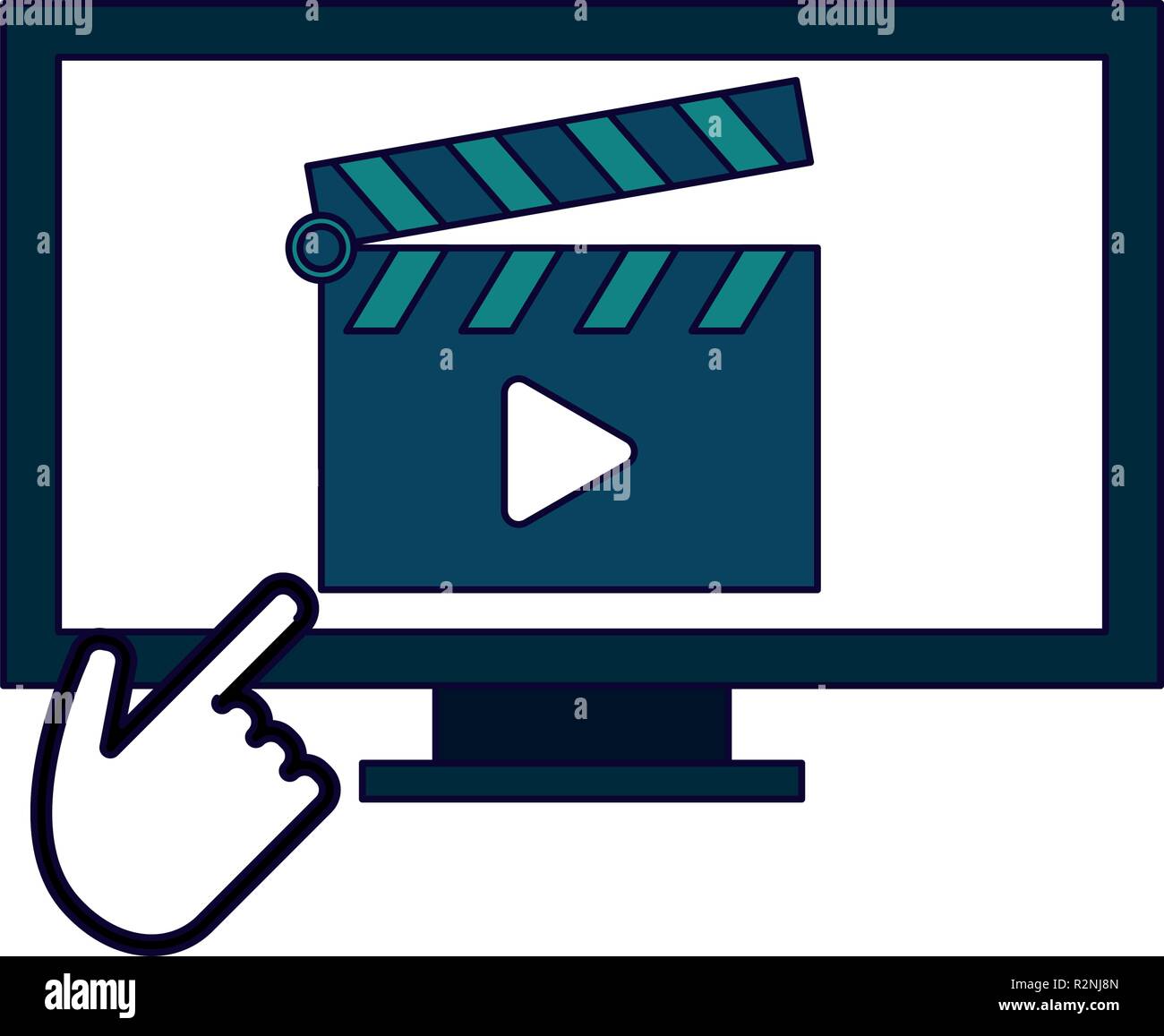 computer screen with video and click cursor vector illustration graphic ...