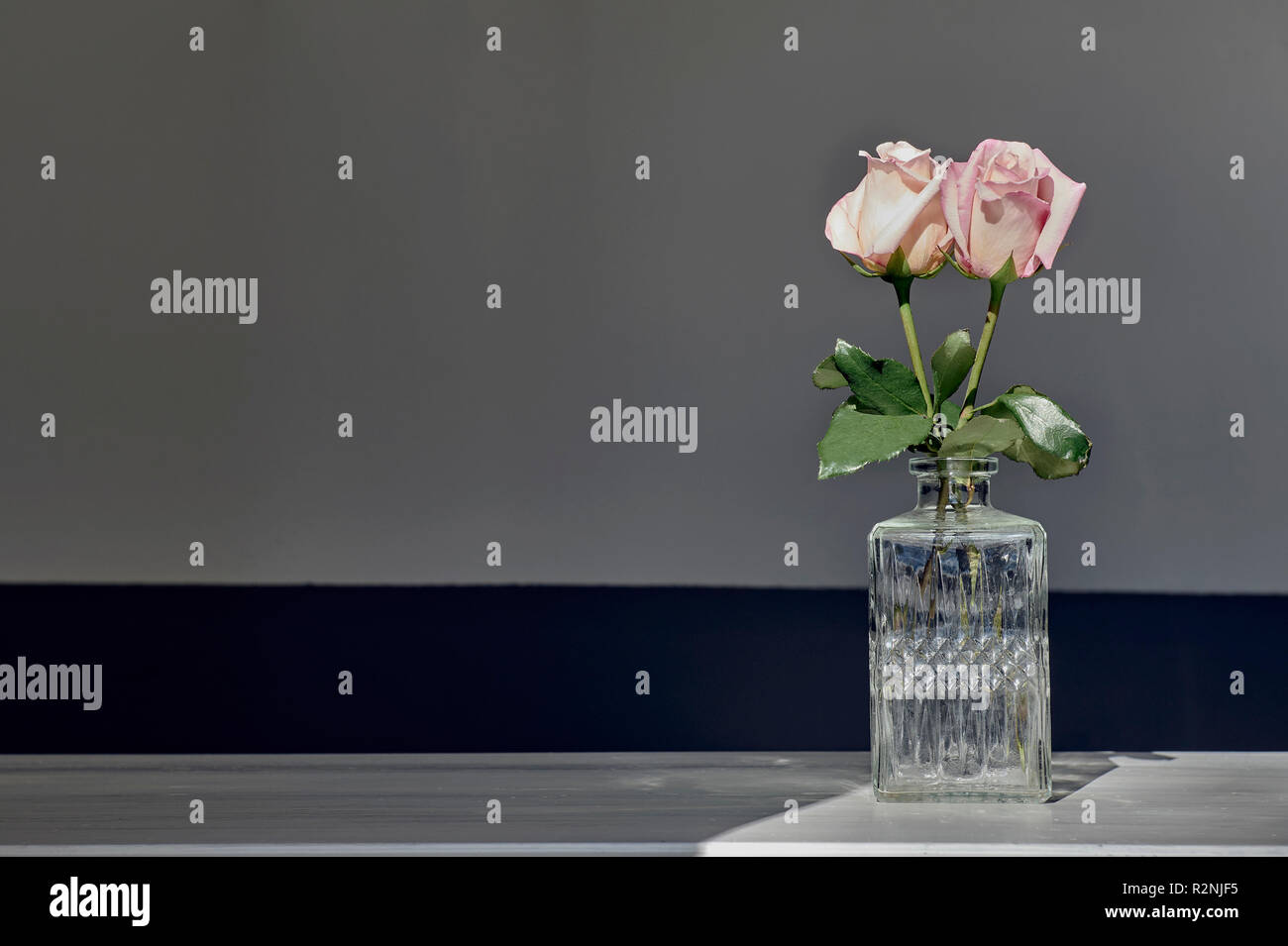 Two roses in crystal glass vase hi-res stock photography and images - Alamy