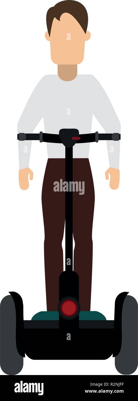 Man riding hoverboard frontview vector illustration graphic design ...